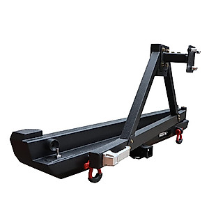 Ronghui Cherokee XJ Rear Bumper with Spare tire carrier and D-Rings Compatible with 1984-2001 Cherokee XJ