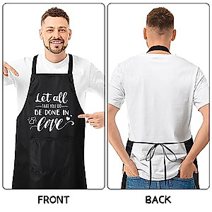 Lallisa Set of 3 Funny Kitchen Apron for Men Black Waterproof Chef Apron with Funny Sayings Pocket Aprons for Men Gift Ideas (Cute Style)