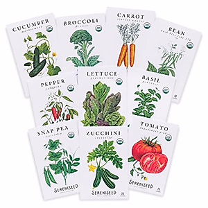 Sereniseed Certified Organic Vegetable Seed Collection (10-Pack) – 100% Non GMO, Open Pollinated Varieties