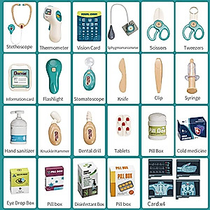 Deejoy Toy Doctor Kit for Kids, Pretend Medical Station Set for Boys & Girls, 28 Accessories Mobile Cart with Lights and Thermometer, Kids Doctor Kit for Toddlers 3-5 Years Old