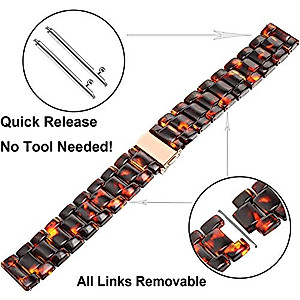 iLVANYA resin watch Bands for Fossil Men's Gen 5 Carlyle/Fossil Women's Gen 5 Julianna/Fossil Men's Gen 4 Explorist Smart Watch, Replacement Quick Released Wristband Strap(22mm Tortoise)
