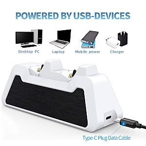 OSTENT Fast Charger Charging Station for Sony PS5 PlayStation 5 Wireless Bluetooth DualSense Controller Color White