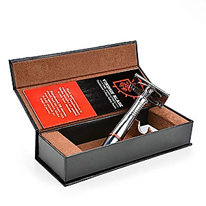 VIKINGS BLADE Double Edge Safety Razor for Men + 5 Swedish Steel Blades + Luxury Case. Classic 3-Piece. Reusable, Eco-Friendly (The Godfather)