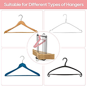 PAPAGIFTREE Hanger Organizer Stacker, Hanger Storage Organizer Clothes Hanger Holder, Clothes Hanger Storage Rack Hanger Caddy Portable Hanger Holder Stand for Laundry Room Organization (1, Black)