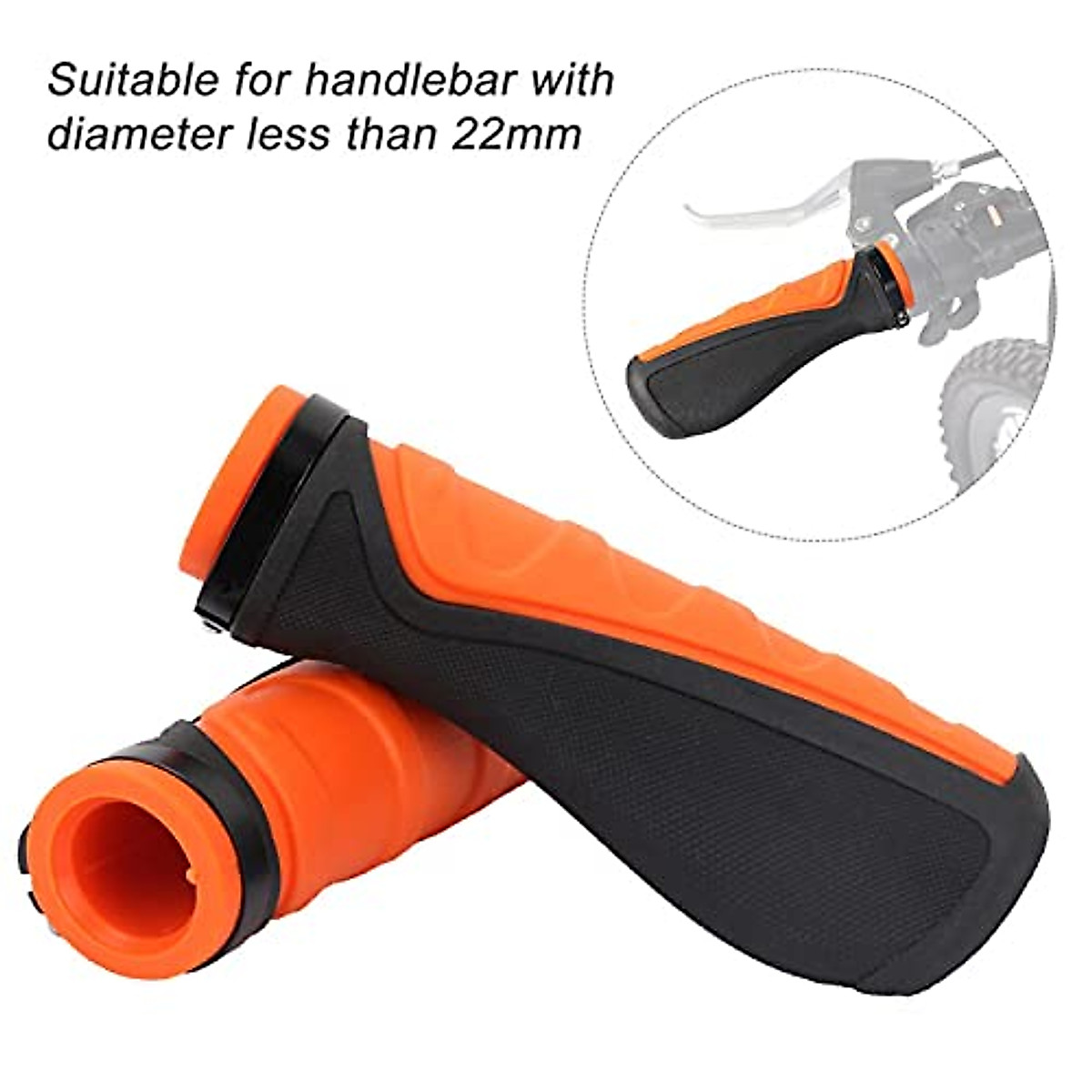 Bike Handlebar Grips, Orange & Black Rubber Anti-slip Lock-on Ergonomic Design Mountain Bike Grips, MTB BMX Anti-Slip Urban Bicycles Grips, Scooter Grips Accessories