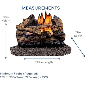 Duluth Forge Split Red Oak Ventless Log Set – 18 Inch, 30,000 BTU, Dual Fuel (Propane/Natural Gas), Remote Control, Realistic Fireplace Insert