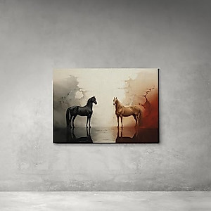 Majestic Black Stallion Galloping In The Clouds, Black Horse On Salt Flats, Canvas Print, Black Horse Print, Black Horse Wall Art
