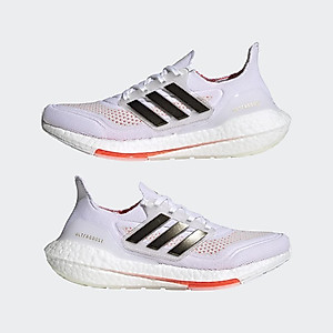 adidas Women's Ultraboost 21 Running Shoe, White/Black/Solar Red, 6