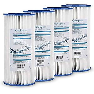 Geekpure 10-Inch Whole House Water Filter System with 4 Pleated Filters-4.5"x10"-1-Inch Port