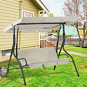 BPS 3-Person Patio Porch Swing Chair with Adjustable Backrest and Canopy - Outdoor Swing Perfect for Patio, Garden, Poolside, and Balcony Relaxation