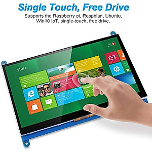 Yoidesu Capacitive Touch Screen 7 Inch for Raspberry Pi 3/2/1, 1024 × 600 Full HD Portable Gaming Monitor with Backlit, HDMI Touch Panel, Compatible with Windows 7, 8, 10