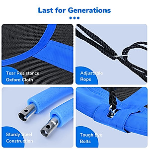 Trekassy 700lbs 40" Round Tree Swing with Handles for Kids Adults 900D Oxford Waterproof 2pcs Tree Hanging Straps Blue