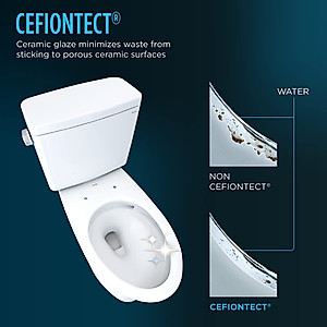 TOTO Drake Two-Piece Round 1.28 GPF Universal Height TORNADO FLUSH Toilet with CEFIONTECT, Cotton White - CST775CEFG#01