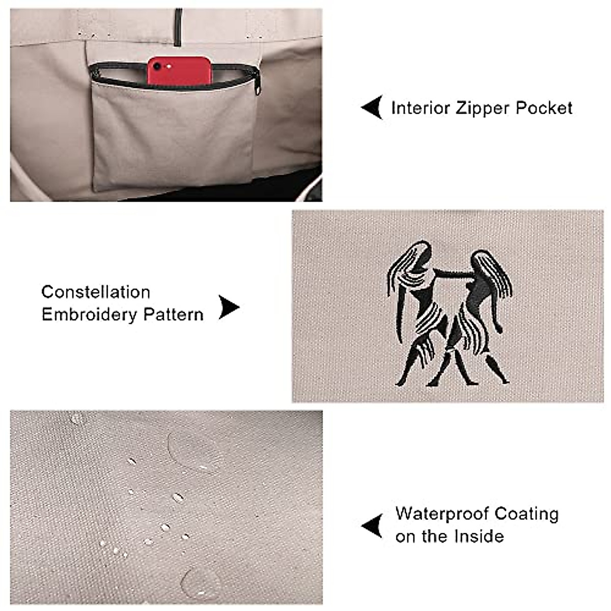 Aricsen Reusable Grocery Shopping Personalized Gift Burlap Jute Canvas Tote Bag Women Handbags with Handles Bulk Carry, Friends Bridesmaid Sister Daughter Birthday, Beach, Holidays (Gemini, Large)