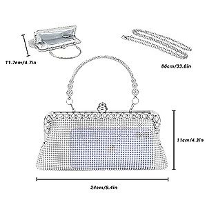 topfive Sparkly Silver Rhinestones Clutch Purse for Women Wedding Prom Party Handbag Evening Formal Bag