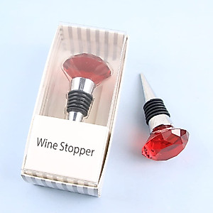 Wine Stopers Beverage Bottle Stoppers Red Blue Diamond Wine Corks Wine Decorative Stoppers Crystal Wine Corks for Home kitchen Bar Independence Day Decorations Birthday Party Gift Art Supplies 2 Pack