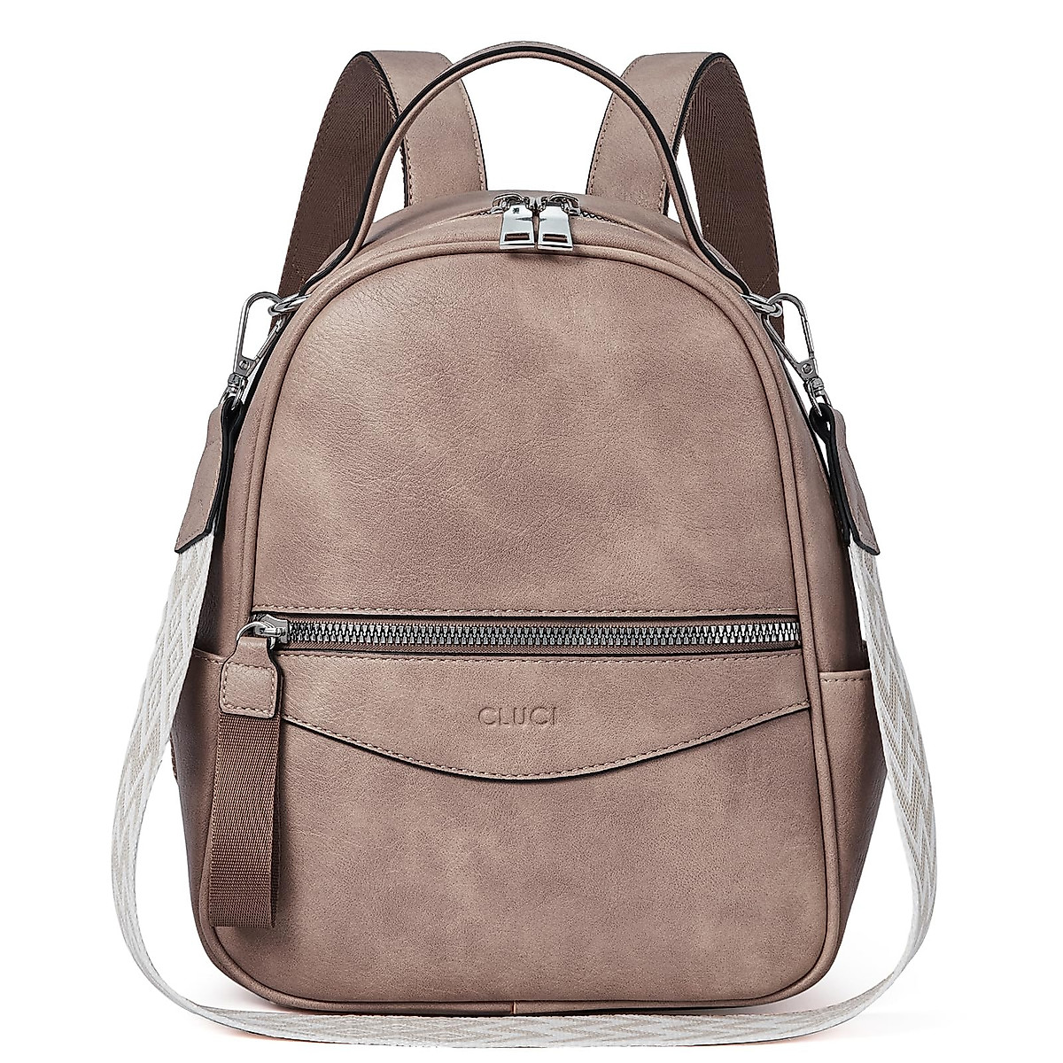 CLUCI Mini Backpack Purse for Women Fashion Leather Small Backpacks Ladies Shoulder Backpack Convertible Handbags Light Brown