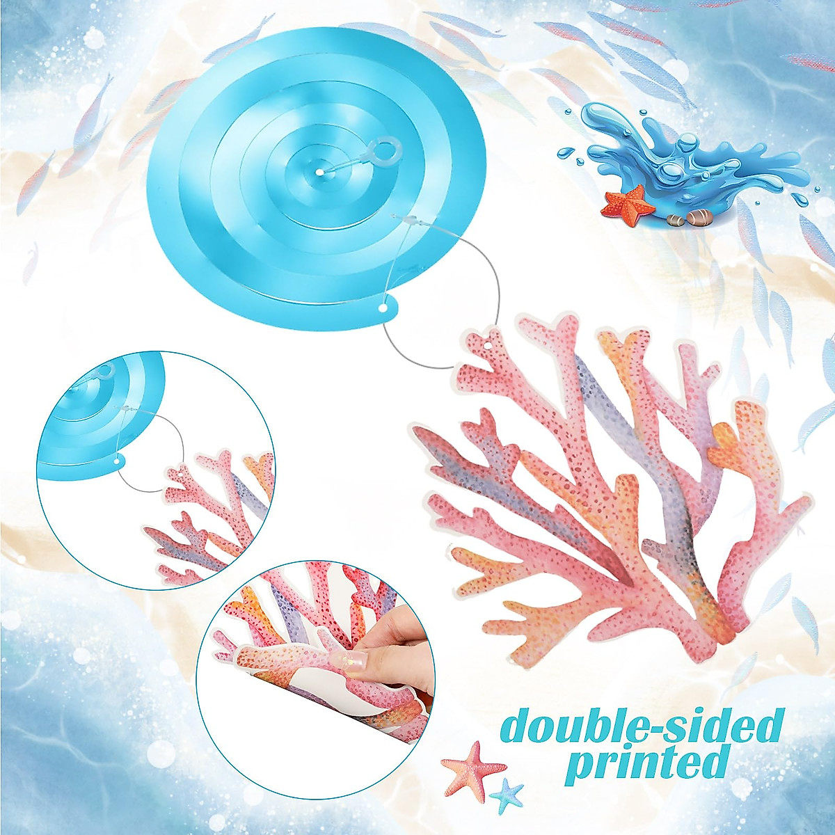 Colarr 54 Pieces Ocean Sea Party Hanging Decorations Ocean Party Hanging Swirls Ocean Animals Themed Party Supplies ocean sea Birthday Party Ceiling Decor Sea Animals Turtle Baby Shower Decor