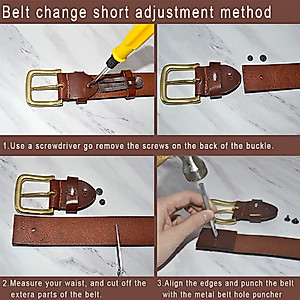 AmyKer Womens Leather Belts for Jeans Black Brown Yellow Red Cowgirl Embossed Belt and Buckle Elegant Gift Box Brown 45 inch (115cm)