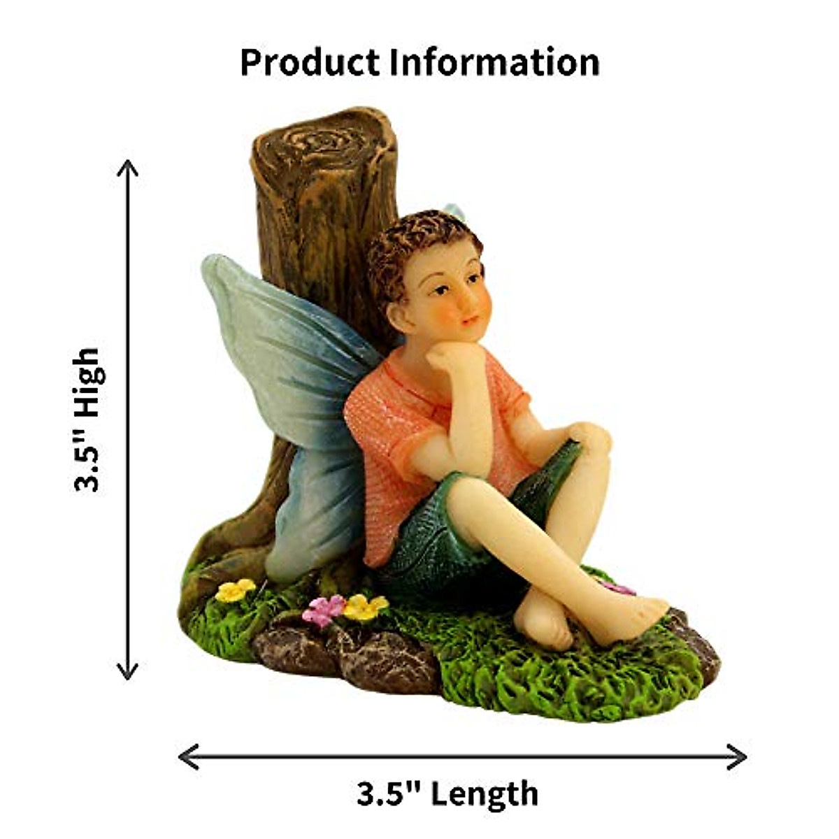 PRETMANNS Fairy Garden Fairy Figurines - Adorable Fishing Boy Garden Fairies - Small Fairies for Gardens - The Boy Fairies are Ideal Accessories for an Outdoor Miniature Garden - 2 Fairies