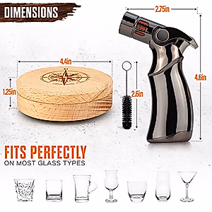 The Calling Man Cocktail Smoker Kit with Torch & Cherry Oak Wood Chips - Cocktail Smoker Kit for Drink Smoker - Mixology Whiskey Smoker Infuser Kit - Smoked Old Fashioned Bourbon Smoker Kit (Flush Design + Wood Chips + Torch)