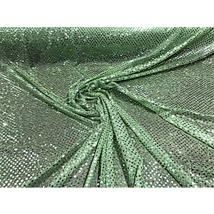 New Creations Fabric & Foam Inc, 40" Wide Mini Faux Sequin Knit Fabric Shiny Dot Confetti Sewing by The Yard. (Sage Green)