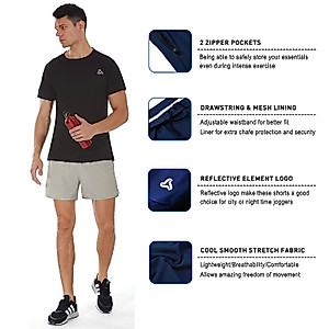 SILKWORLD Men's Running Stretch Quick Dry Shorts with Zipper Pockets(Pack of 2,3) (Dark Navy,Army Green,Light Grey(Pack of 3), X-Large)