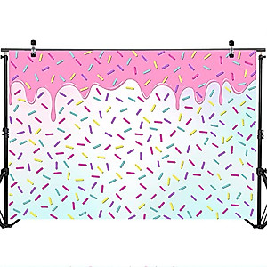 Mocsicka Donut Backdrop Donut Birthday Sweet One Sprinkles Party Decorations Photo Backdrops Donut Grow Up Baby Shower Photography Background (7x5ft)