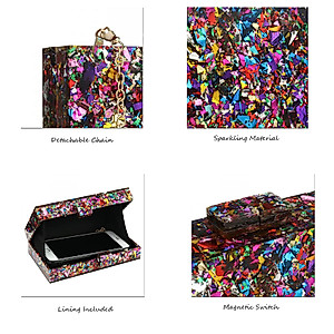 Women Sequin Acrylic Clutch Box Crossbody Bag Handbag Bridal Party Cocktail Evening Clutch Purse (Multi-colored)