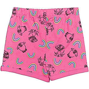 DreamWorks Trolls Poppy Toddler Girls Short Sleeve T-Shirt French Terry Shorts Set White/Pink 3T