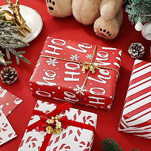 JarThenaAMCS 12 Sheets Christmas Wrapping Paper -Not Roll- Red White Gift Wrap Paper Candy Cane Stripe Folded Flat Craft Paper for Xmas Winter Party Packaging, 27.6 x 19.7 Inch
