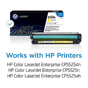 Original HP 650A Yellow Toner Cartridge | Works with HP Color LaserJet Enterprise CP5525 Series | CE272A
