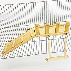 Parrot Climbing Ladder, Bird Wooden Playground with Climbing Ladder Stand, Parrot Play Stand, Bird Swing for Green Cheeks, Small Lovebirds, Goldens, Hamsters, Bird Cage Chew Toy Set