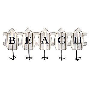 White Beach Wall Hooks for Towels, Coats, Coastal Beach House Decor, 2 Feet