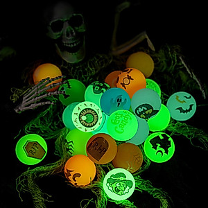 JOYIN 24 PCS Glow Halloween Bouncing Balls, Glowing Bouncy Ball Halloween toys for Kids Gift, Halloween Party Favors Bounce Ball Goodie Bag Fillers, Trick or Treats Classroom Exchange Prizes