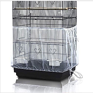 JUTTA Bird Cage Seed Catcher Parrot Cage Mesh Skirt Universal Birdcage Cover Birdseed Nylon Net Guard extra large (Not Include Birdcage) (White)