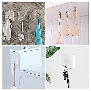 Yozone 15 Piece Heavy Duty Sticky Hooks ,Waterproof and Oilproof Transparent Reusable Seamless Hooks with 22lb(Max)for Bathroom,Kitchen and Home Sticky Hooks (5Large+10small)