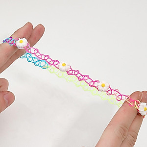 BodyJ4You 12PC Tattoo Choker Necklace for Women - 90s Choker Necklaces for Girls - Pride Rainbow Choker Clear Black Purple Pink Daisy Flower - Stretchy Elastic Chokers Neck Lace