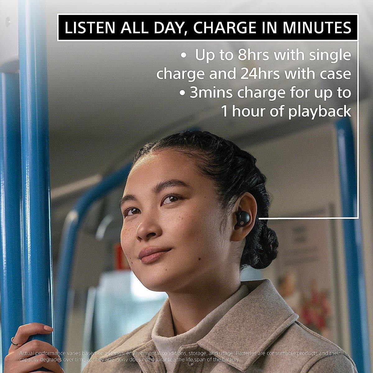 Sony WF-1000XM5-BLACK Wireless Noise Canceling High-Res Earbuds with an Additional 1 Year Coverage (2023)(USED)