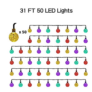 31FT 50LED Solar String Lights Outdoor 8 Modes Waterproof Solar Patio Lights Solar Lights Outdoor Decorative for Garden Yard Home Party Wedding Christmas Garden Solar Lights Patio Lights