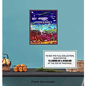 Minecraft Poster - 8x10 Minecraft Wall Decor - Minecraft Party Decorations - Cool Unique Gift for Boys, Men, Gamer, Video Game, Arcade Games, Xbox, Nintendo, Gaming Fan - Game Room Decor