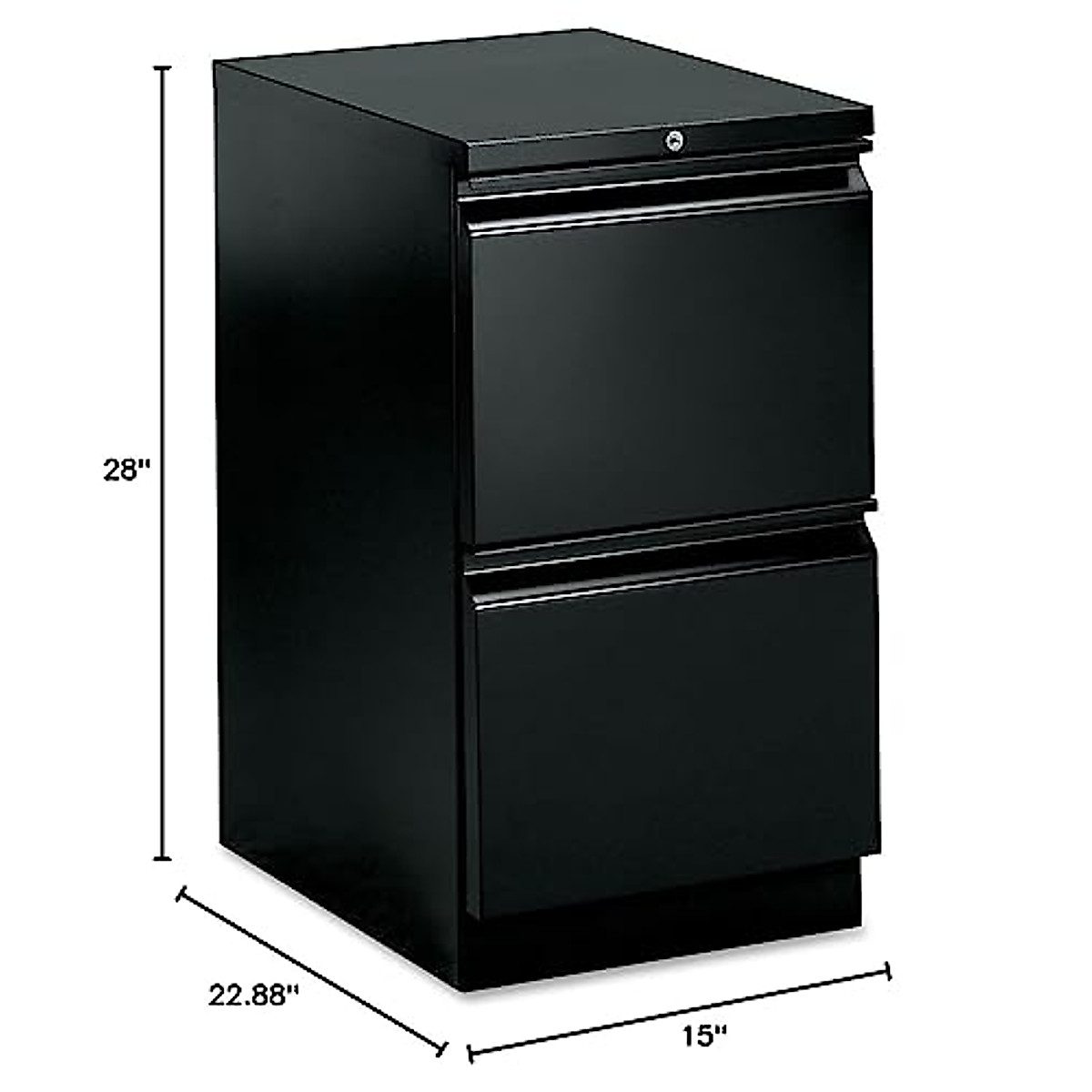 HON Brigade Mobile Pedestal | 2 File Drawers | Radius Pull | 15" W | Black Finish