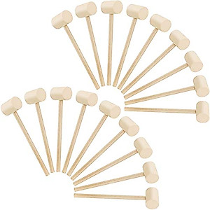 18 Pieces Mini Wooden Crab Lobster Mallets Seafood Shellfish Crab Hammer Solid Hardwood Hammer for Breakable Chocolate Heart, Cracking Seafood Tool and Craft Toys for Kids