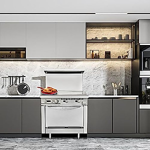 WMAOT 36" Commercial Range with 2 Burner 4.8 Cu.Ft Electric Oven 24" Griddle 35000 BTU Manual Natural Gas Range for Commercial Kitchen Restuarant Bar