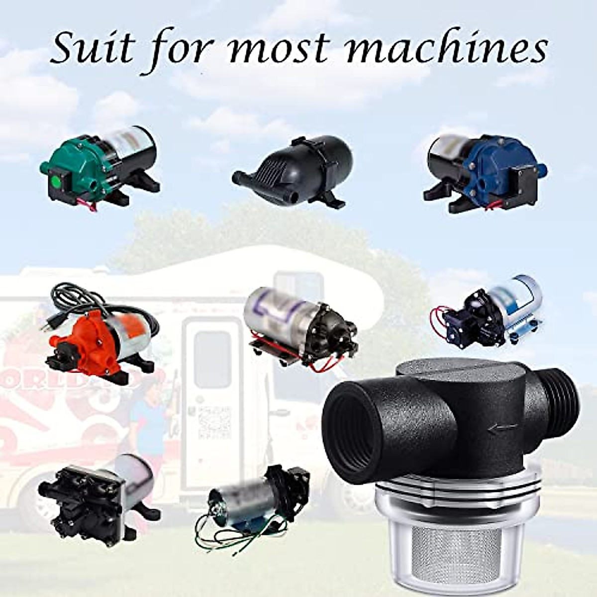 MiDube 1 Pack Water Pump Strainer Filter RV Replacement 1/2＂Twist-On Pipe Strainer Sediment Filter Compatible for WFCO or Shurflo Pumps