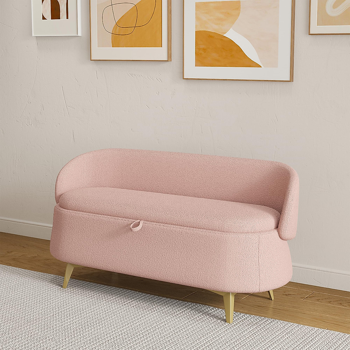 Loveseat Sofa Small Couch with Storage Space, 50" Sofa Couch 2 Seat Loveseat with Golden Metal Legs for Living Room/Bedroom/Lounge