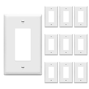 ENERLITES Decorator Light Switch or Receptacle Outlet Wall Plate, Gloss Finish, Mid-Size 1-Gang 4.88" x 3.11", Polycarbonate Thermoplastic, UL Listed, 8831M-W-10PCS, White (10 Pack)