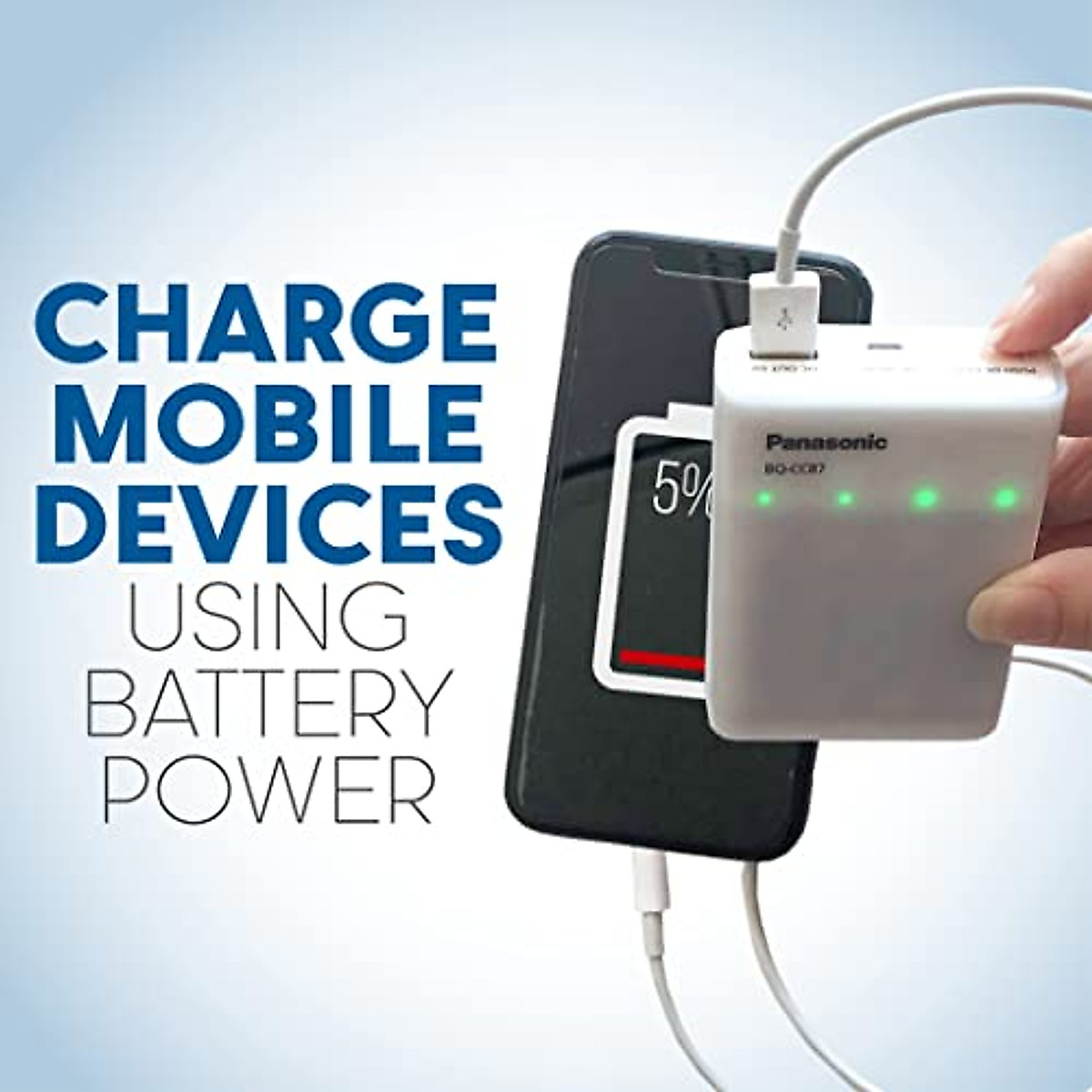 Eneloop Panasonic K-KJ87MCA4BA Individual Battery Charger with Portable Charging Technology and 4AA Rechargeable Batteries, White