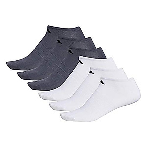 adidas Men's Superlite No Show Socks (6-Pair), White/Black/Onix Grey, Large
