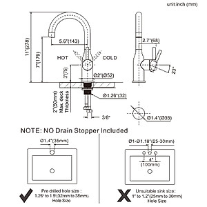 WOWOW Brushed Gold Bar Sink Faucet Single Hole Bar Faucet 1 Handle Small Kithcen Faucet for Wet Bar and RV Sink